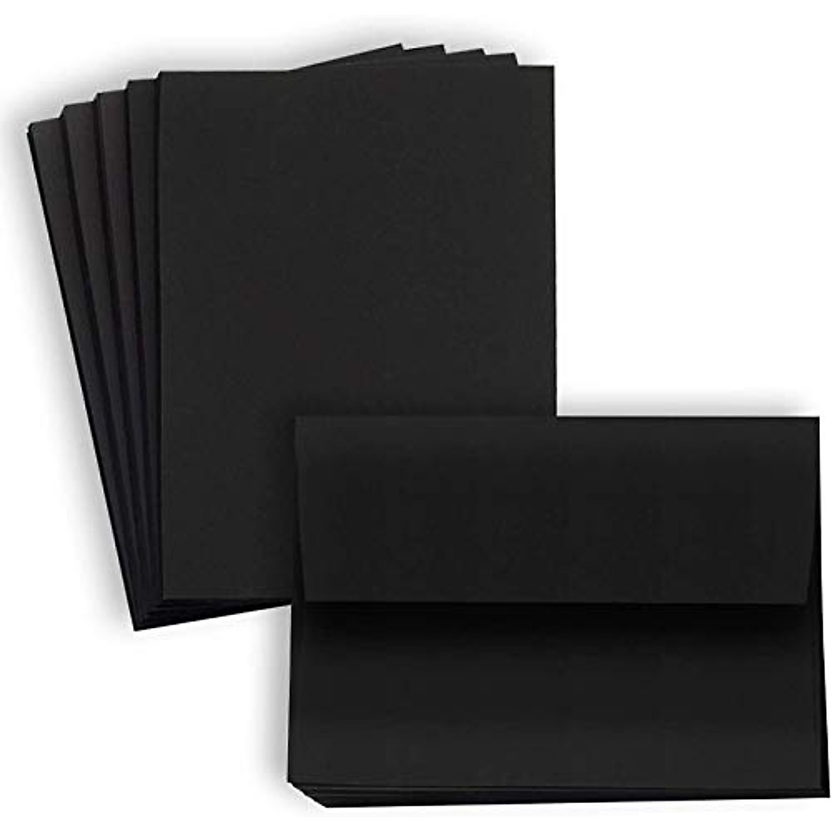 Hamilco Card Stock Blank Cards and Envelopes - Flat 5x7 Black Cardstock Paper 50 Pack