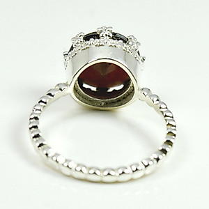 55Carat Genuine Red Garnet Ring Sterling Silver Round Shape Healing January Birthstone for Men & Women