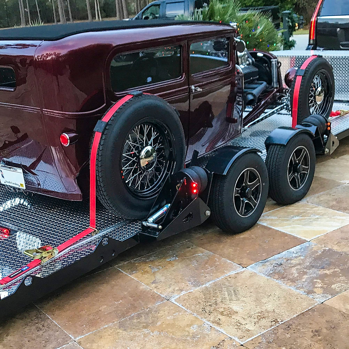 Mac's Tie-Downs Tire Block Strap Pack - E-Track Option - Blue