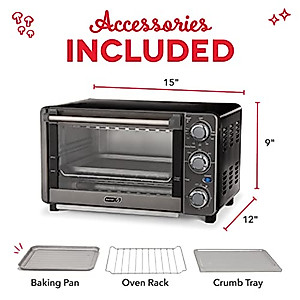 Dash Express Countertop Toaster Oven with Quartz Technology, Bake, Broil, and Toast with 4 Slice Capacity and Pizza Capability – Black