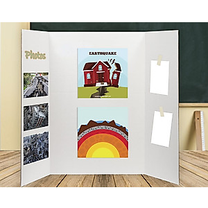Desk Tech Large Tri-Fold Presentation Board, 36" x 48" Portable Poster Board, Made of Corrugated Paper, Versatile Display Board for School/Office Projects, Exhibitions, and Workshops, White, 1 Piece