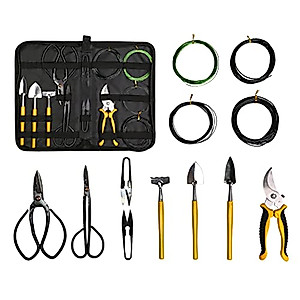 Phoenicus Bonsai Tools Set 13 Pcs High Carbon Steel Succulent Gardening Trimming Tools Set, Bonsai Scissors Set, yellow