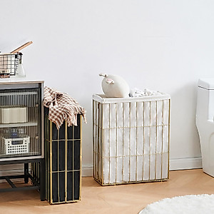 Mxfurhawa Laundry Hamper, 67L Laundry Baskets, Slim Laundry Hamper with Removable Liner Bag, Compact Collapsible Clothes Basket, Metal Wire Frame Laundry Sorter, for Bedroom Bathroom (Black)