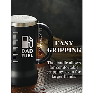 Onebttl Dad Fuel Gifts from Daughter Son, Stainless Steel Beer Stein Tumbler, 24oz Beer Mug with Lid for Father's Day