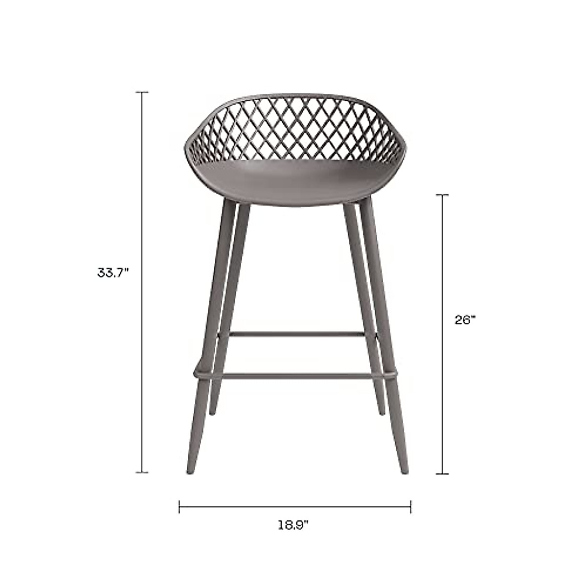 Kurv Counter Stool, Set of 2, Warm Gray, Indoor/Outdoor, Patio Stools, Bar Stools