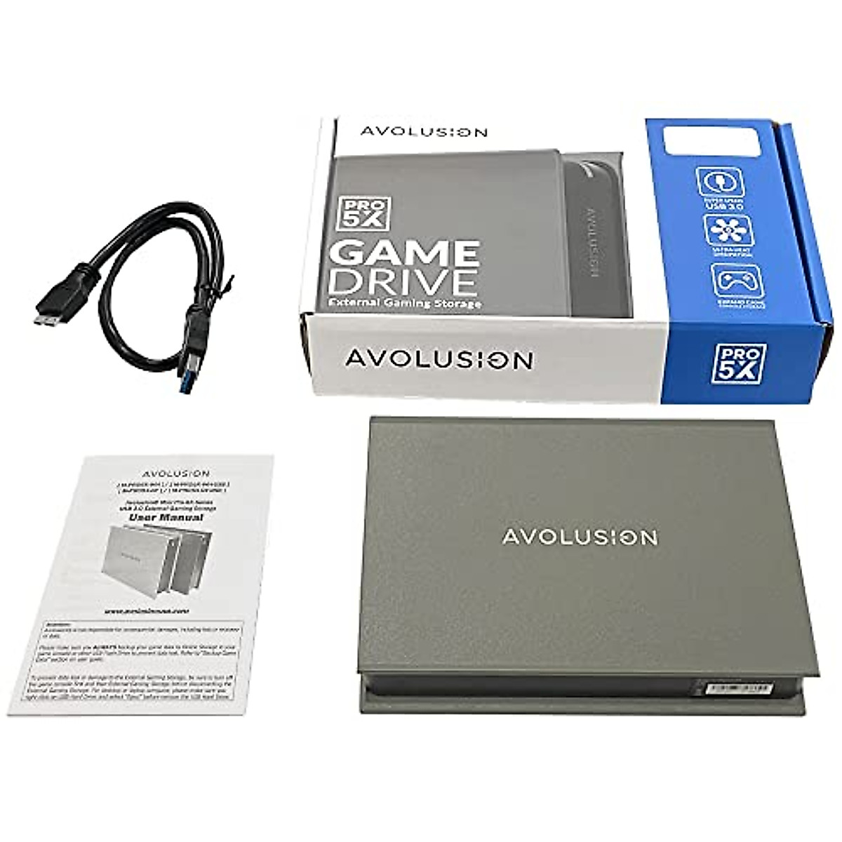 Avolusion Mini Pro-5X 1TB USB 3.0 Portable External Gaming Hard Drive - Grey (for PS5, Pre-Formatted) - 2 Year Warranty
