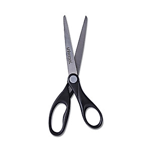Universal 92008 Stainless Steel Office Scissors, 7" Long, Straight Handle, Black