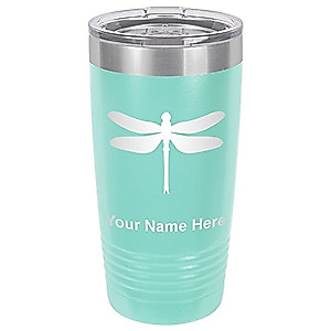 LaserGram 20oz Vacuum Insulated Tumbler Mug, Dragonfly, Personalized Engraving Included (Teal)