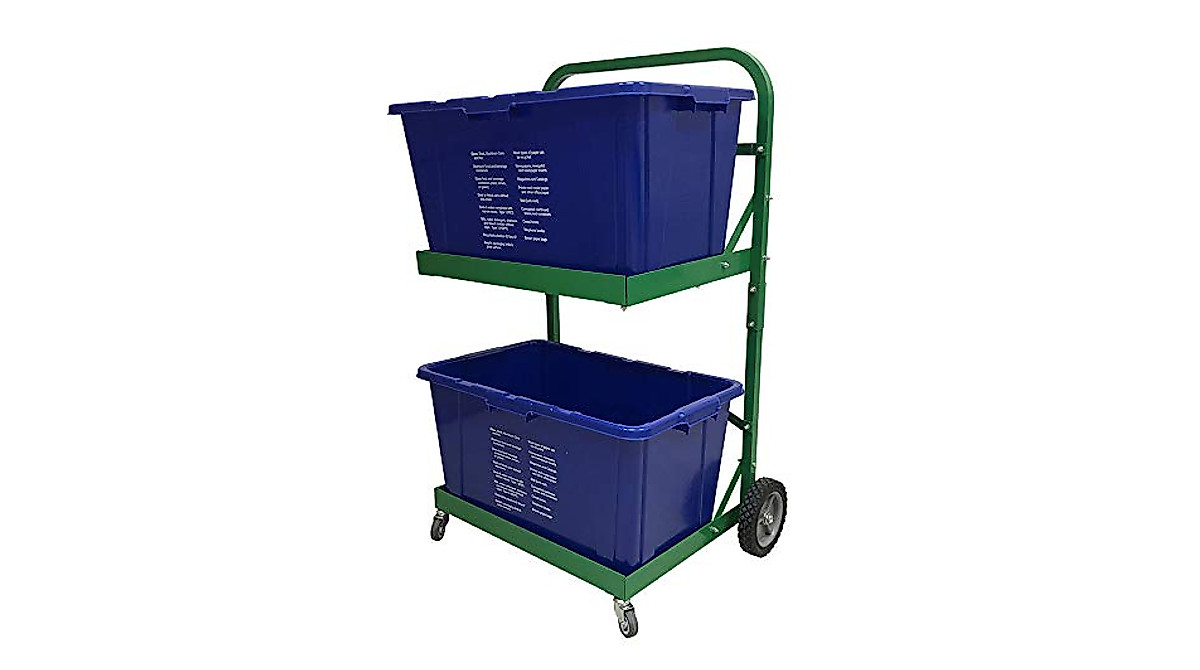Metal-Reinforced Recycling Bin Cart - 220lb Capacity