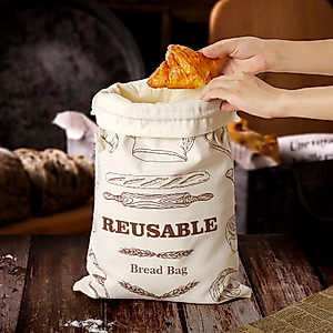 Bread Bags for Homemade Bread, 2 Pack Reusable Bread Bags, Linen Bread Bag with Plastic Liner for Sourdough & Bread Storage