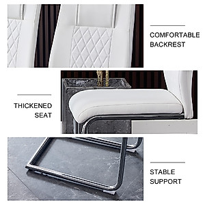 WEKEOT 63" Rectangular Dining Table Set Modern Dining Table Set 7 Pieces Kitchen Table and Upholstered Chairs (1Table+4Chairs, Transparent GlassTable, White Chair)