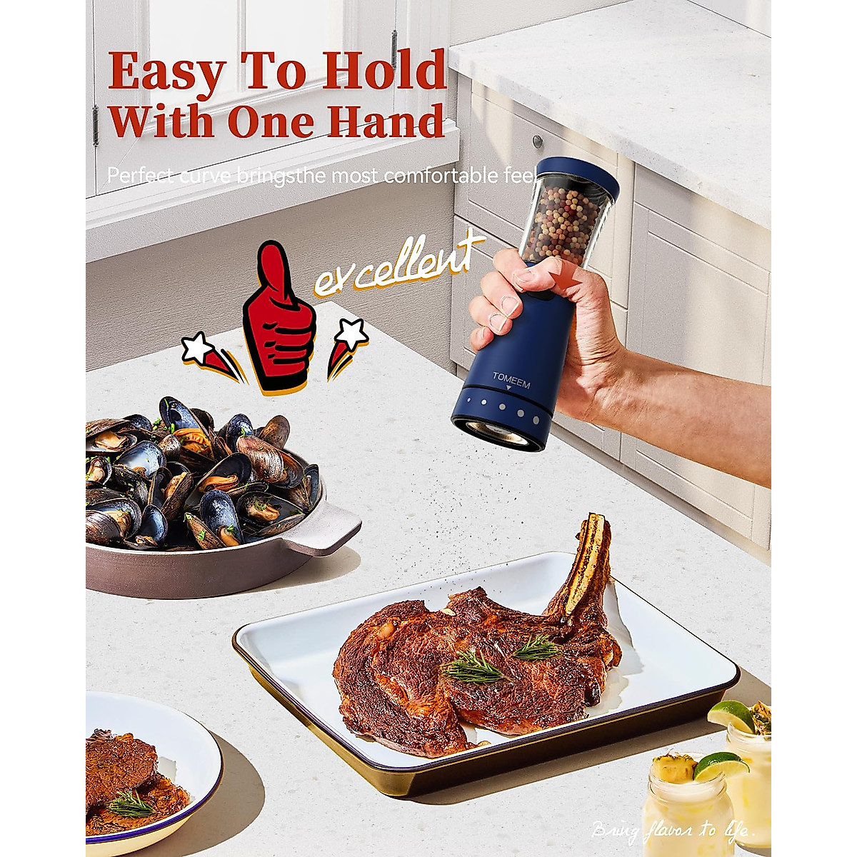 Electric Salt and Pepper Grinder Set with Storage Base, Stainless Steel Rechargeable Salt and Pepper Grinder Set with 4.5 oz Large Capacity, 1.8" Wide Mouth, Adjustable Coarseness, Ideal for Kitchen