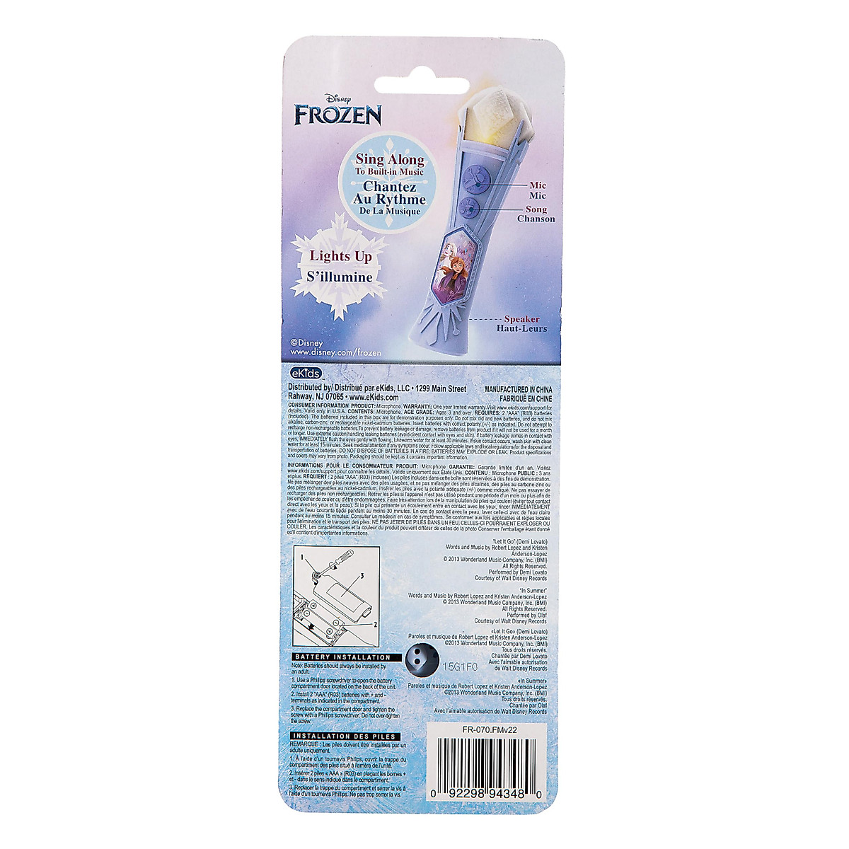 eKids Disney Frozen 2 Toy Microphone for Kids with Built-in Music and Flashing Lights, Designed for Fans of Frozen Gifts for Girls