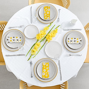 Whaline 6Pcs Summer Cotton Fabric Bundles Bee Daisy Honeycomb Plaid Fat Quarters Bee Theme Quilting Patchwork Squares for DIY Handmade Craft Decor, 18 x 22 Inch