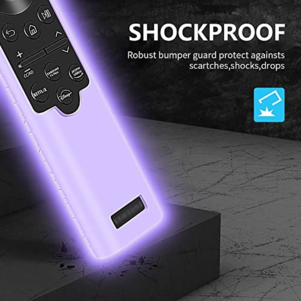 [2Pack]Silicone Protective Case for Newest Samsung Smart TV Solar Cell Remote Control 2022,for Samsung BN59-01385 BN59-01386 BN59-0139 Frame Remote Battery Back Covers Skin Holder-Glowblue Glowpurple
