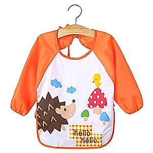 HAIMOBURG Set of 5 Color Long Sleeved Baby Bibs Toddler Waterproof Sleeved Bib 9-36 Months