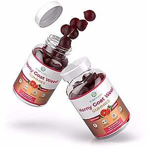 Potent Horny Goat Weed Gummies (60ct 800mg) Horny Goat Weed for Men & Women Epimedium Extract for Natural Energy Boost, Performance, Stamina, Drive - Natural Grapefruit Flavor [Upgraded Gummies]