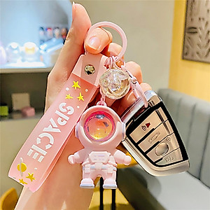 Vlmazlm Pretty keychains Astronaut Kawaii Key Chain with Sunset Light, Astronaut Cute Keychains Pendant Car Keychains (pink)