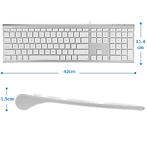 Macally Ultra Slim USB Wired Computer Keyboard - Compatible Apple Keyboard or Windows - Full Size Keyboard with 20 Mac Keyboard Keys - Low Profile Keyboard for iMac Desktop, Macbook Pro/Air