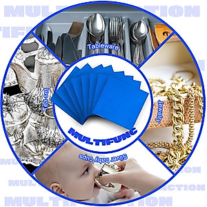 Sanwuta 8 Pcs Zippered Silver Storage Bags Anti Tarnish Bags Silver Pouches Silver Keeper Jewelry Storage Protector Bags (Navy Blue, 15 x 15 Inch)