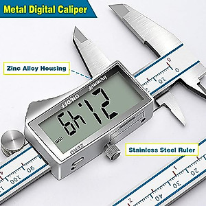 Digital Calipers, DITRON 6" Vernier Caliper- Electronic Micrometer with Large LCD Screen, Stainless Steel, Auto-Off Feature, Inch/Fraction/Millimeter