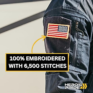 6 Pack Hero's Pride Tactical American Flag Patches - 3-3/8" x 2" Embroidered USA Uniform Emblem Patch - Sew On Designed for Military and Tactical Clothing - Reverse USA Flag (6 Pieces)