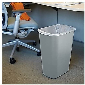 Rubbermaid Commercial 295700GY Deskside Plastic Wastebasket Rectangular 10 1/4 gal Gray (2)