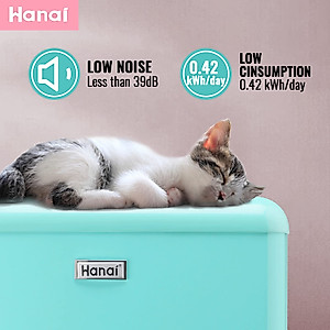 WANAI 3.5 Cu.ft Compact Refrigerators Mini Fridge with Freezer Blue Small Fridge Dual Door Classic Retro Refrigerator Removable Glass Shelves Adjustable Thermostat for Home Office Dorm RV