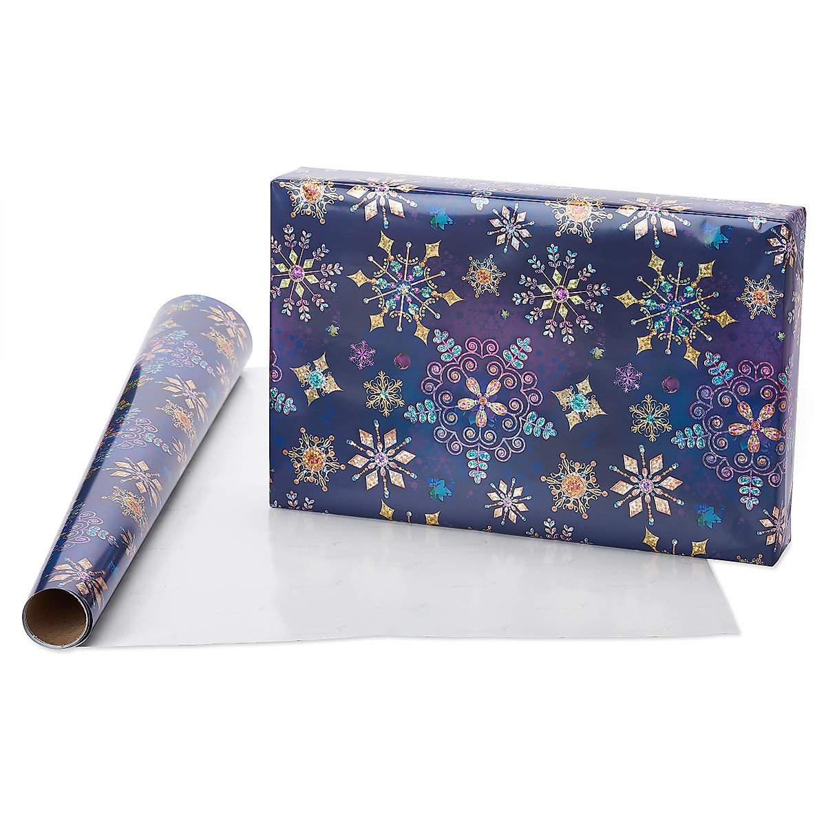 Papyrus Wrapping Paper Rolls for Christmas, Hanukkah, and All Holidays, Snowflakes Print and Metallic Silver (3 Rolls, 62.5 sq. ft.)