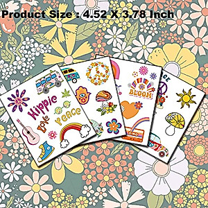 Ooopsiun Hippie Temporary Tattoos for Kids - 70 Styles,Groovy 70s Peace and Love Flower Power Birthday Party Favors for Boys Girls