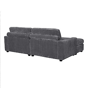 JIVOIT 90'' Square Arm Sofa with Two Detachable Ottomans, Velvet Fabric Sofa Set with Removable Back Cushions and 2 Pillows, Couch for Living Room, Office, Apartment (Grey * 037)