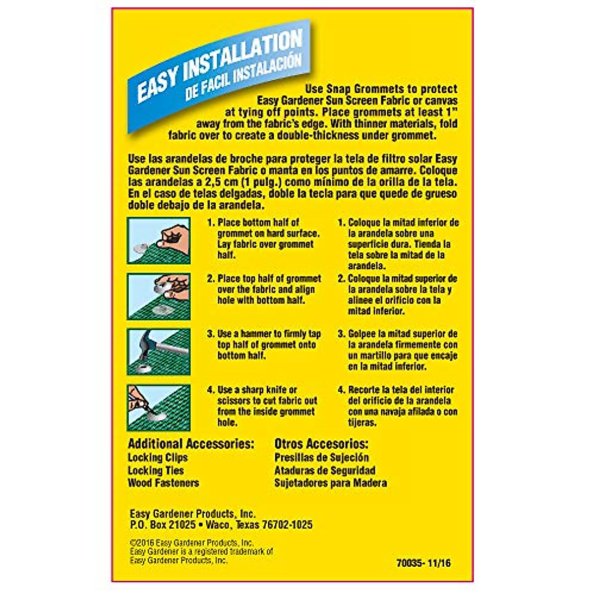 Easy Gardener 70035, Snap Grommets, Sun Screen Accessory, 10 Pieces