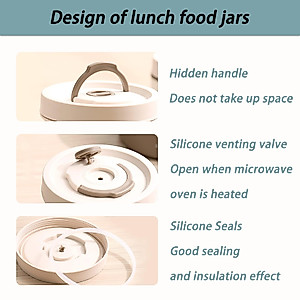 Tikxlafe Thermal Food Lunch Container-20 oz for Hot Cold Food, Leak-Proof Stackable Stainless Steel Wide Mouth Lunch Box Containers suit for Men Women Picnic Camping (Off-White)