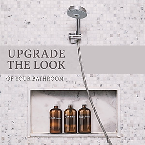 kitchentoolz 32 Ounce Large Amber Glass Boston Round Bottles w/Natural Color Pumps. Great for Lotions, Soaps, Laundry Detergent and Essential Oils - Food Safe and Medical Grade (Pack of 2)