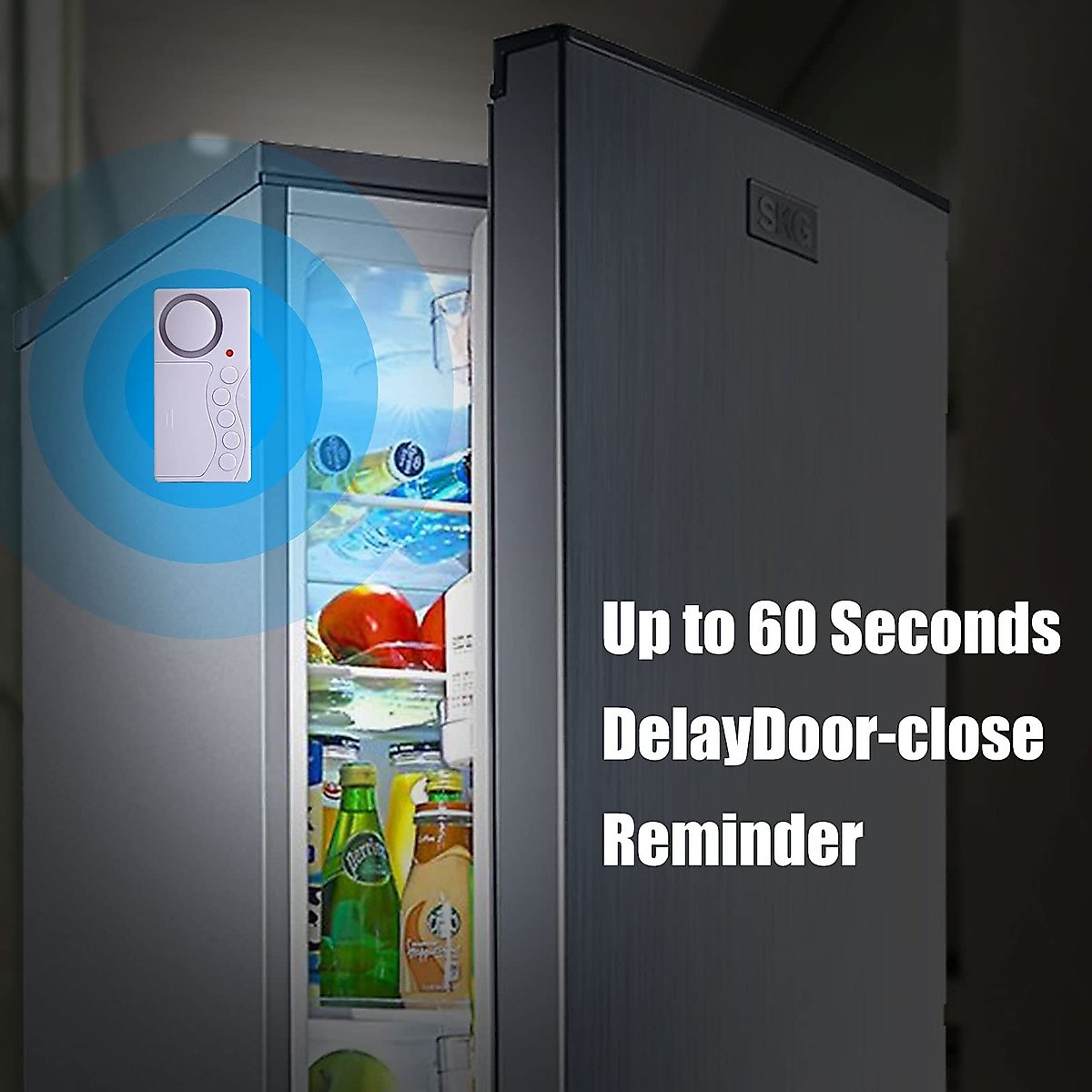 JOJOCY Freezer Door Alarm When Left Open,Fridge Door Alarm with Delay Upgrade 3/15/30/60 Seconds Security, Adjustable Delay Wireless Fridge Alarm Door Open Chime Refrigerator Wireless Alert (2)