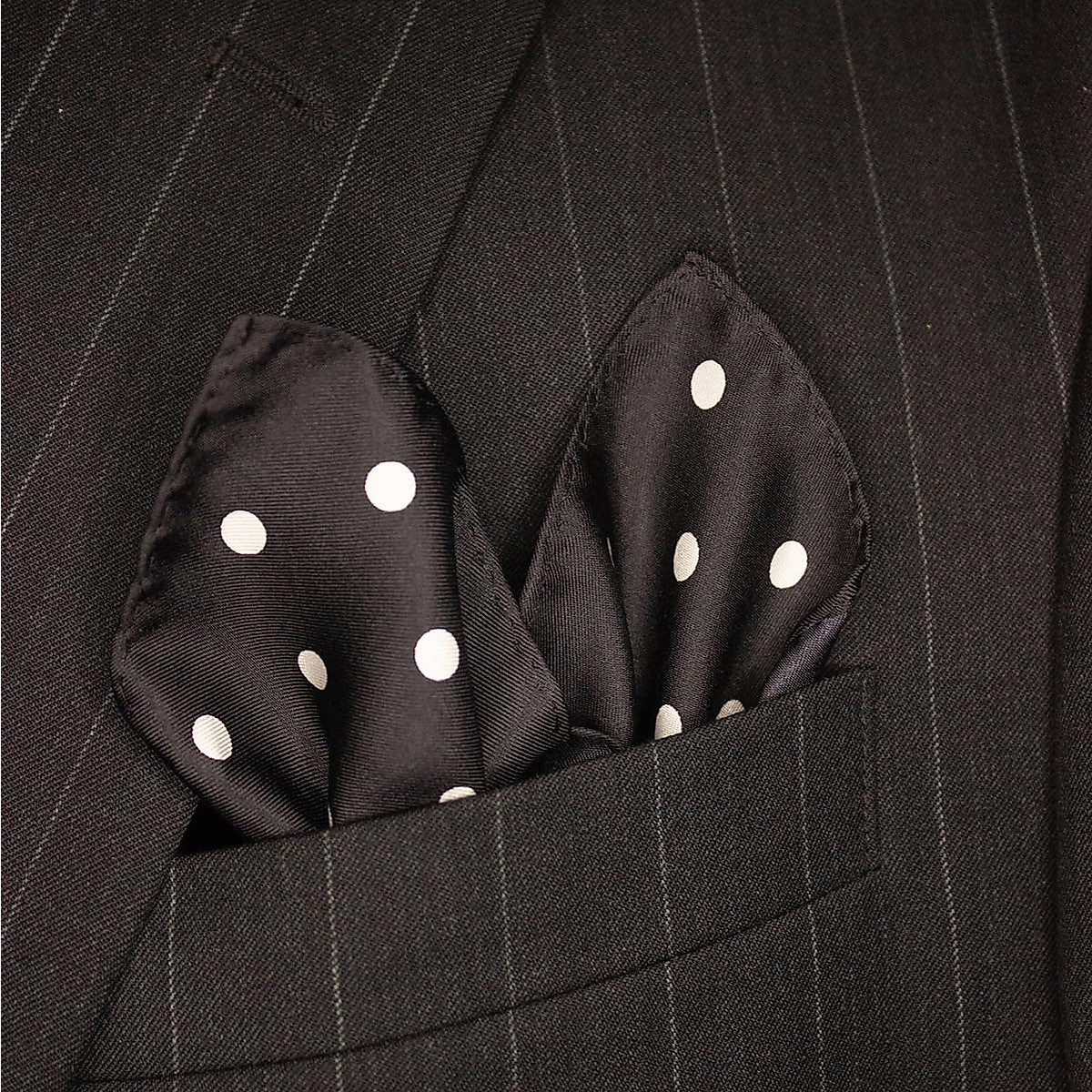Royal Silk Polka Dot Pocket Square - 17" Handkerchief - 12mm Silk Twill - Black