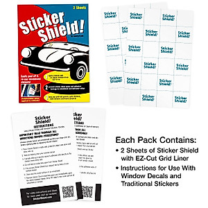 STICKER SHIELD - Windshield Sticker Applicator for Easy Application, Removal and Re-Application from Car to Car - 4 inch x 6 inch Sheets (8 Packs (16 Sheets Total))