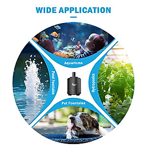 AQQA 160-800GPH Aquarium Submersible Water Pump with 2 Nozzles Adjustable Waterflow Ultra Quiet Electric Water Pump for Fish Tank Water Circulation Pool Draining Water Fountain (30W, 530GPH)