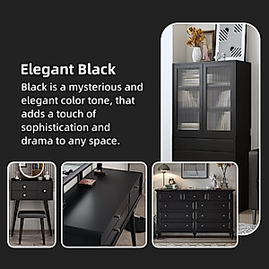 Globalcom Acrylic Wood Paint for Furniture black, Home Decor Paint for Wood, Water-Based Chalk Style Paint for Wood Furniture, Non-Toxic & Odorless (17 oz, Black)