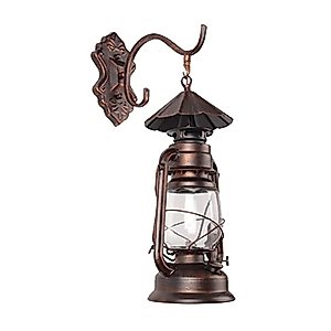 PEHUB Creative Rustic Kerosene Outdoor Glass Wall Lamp IP54 Waterproof Vintage Garden Aisle Decor Aluminum Wall Sconce Lighting Villa Patio Porch E27 Wall Lantern Fixture Exterior Light Fixture
