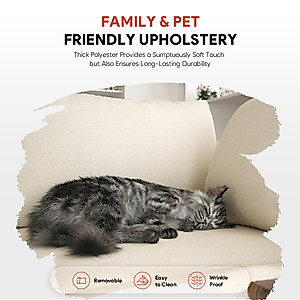 VOLUNCE Modular Sectional Sofa, Sectional Sleeper Sofa Bed with 6 Storage Seats Throw Pillows, Convertible U Shaped Sofa Couch for Living Room, Upholstered Cloud Couch for Apartment, Beige