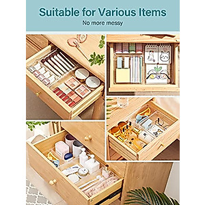 Kootek 9 Pcs Drawer Organizer 4-Size Bathroom Drawer Organizers Clear Plastic Desk Storage Bins Vanity Makeup Drawer Dividers for Jewelry Dresser Bedroom Kitchen Gadgets Office (Clear)