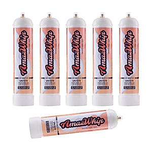 AMAZWHIP 640g,0.95L Original Flavor Whipped Cream Charger Nitrous Tank for Whipped Cream Dispenser (6 cylinders)