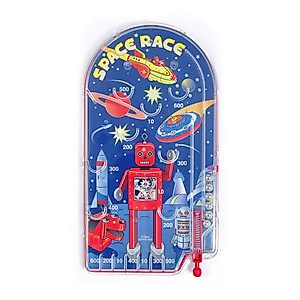 Schylling Space Race Pinball Game - Portable Retro Pinball Toy - Sturdy Construction with Lever, Metal Balls, and Classic Space Design - Ages 3 and Up