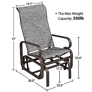 Yaheetech Outdoor Patio Glider, Rocking Lounge Chair with Texteline Fabric and Steel Construction for Porch Patio Balcony Set of 2