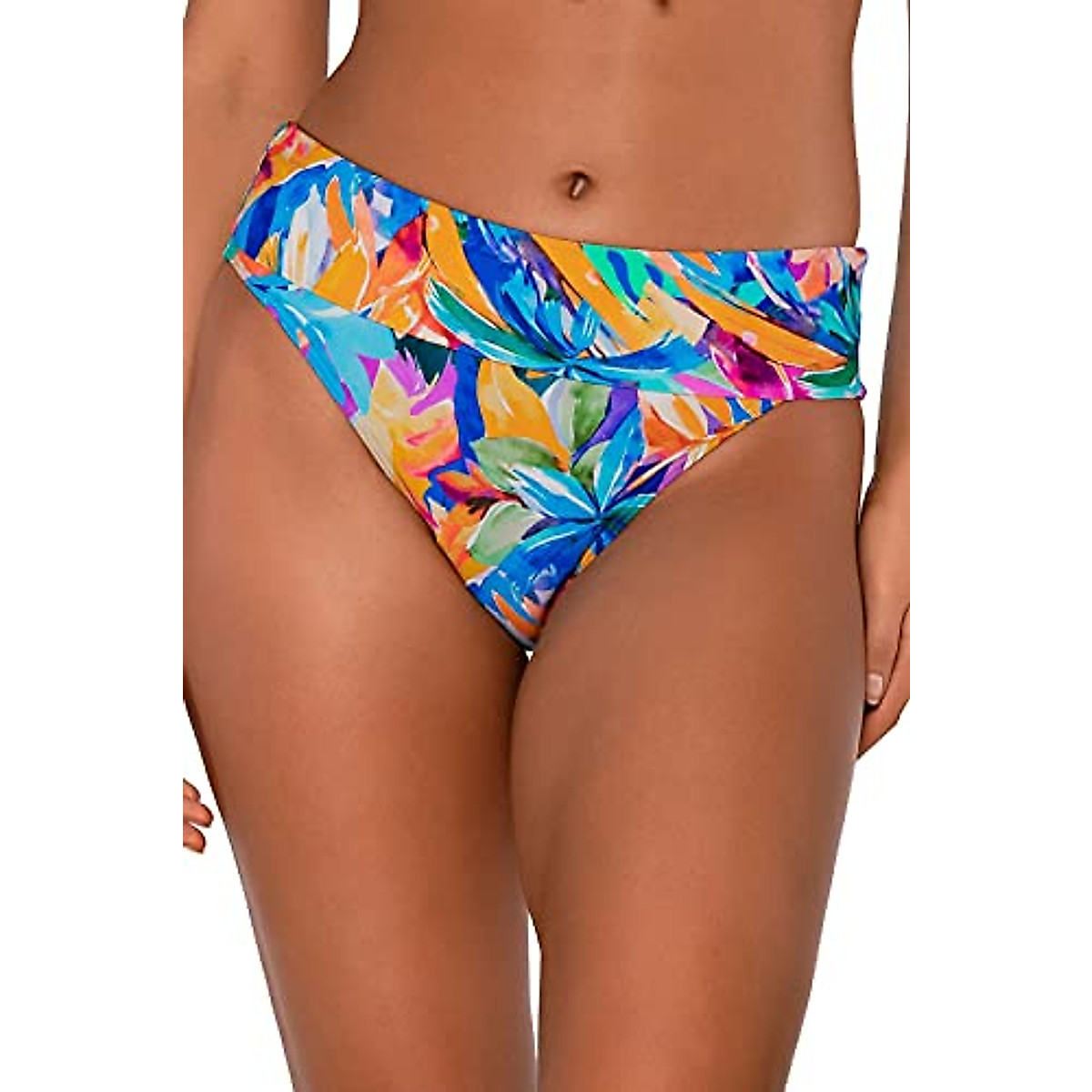 Sunsets Hannah Foldover High Waist Women's Swimsuit Bikini Bottom, Alegria, 16