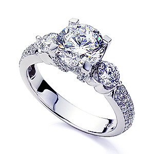DoubleAccent Platinum Plated Sterling Silver Ring 2 CT Round CZ Stone Beautiful Wedding Engagement Ring (Size 5 to 9), 6