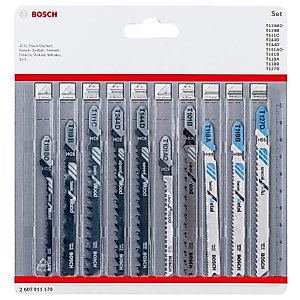 Bosch Professional Accessories 2607011170 Bosch Professional 10 Piece Set Jigsaw blades set (for wood and metal, accessories for jigsaw with T-shaft holder)
