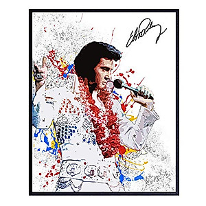 Elvis Las Vegas Wall Art Decor - Bedroom, Bar, Family or Living Room, Home, Apartment or Office Decoration Poster Print - Fab Gift for Country Music or Graceland Fans - 8x10 Unframed Picture