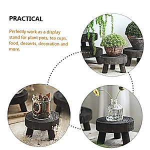 ifundom Wooden Potted Plant Stand Flower Pot Display Stand Dessert Stand House Plants Indoors Live Black Round Tray Coffee Tray Tea Trays for Serving Wood Riser Mouton Potted Flower Small